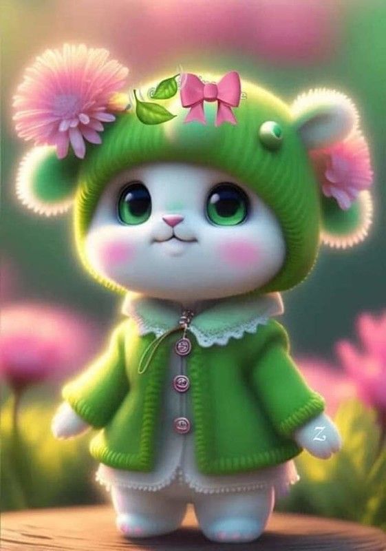 Lapin blanc habillé en vert Lapin blanc habillé en vert