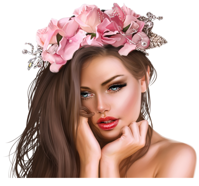 Tube Femme Illustraties Avec Une Couronne De Fleurs